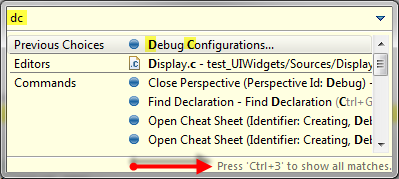 Quick Access (CTRL+3) | MCU on Eclipse