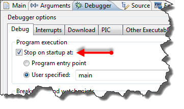 Stop on startup | MCU on Eclipse