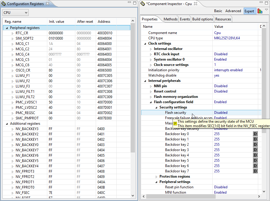 Processor Expert Configuration Registers View | MCU on Eclipse