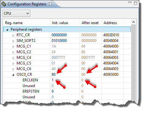 Processor Expert Configuration Registers View | MCU on Eclipse