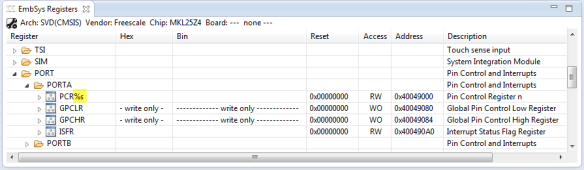EmbSys Registers View with CMSIS-SVD dimElementGroup | MCU on Eclipse