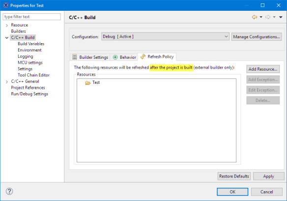 Automatically Refresh Eclipse Projects before Build | MCU on Eclipse