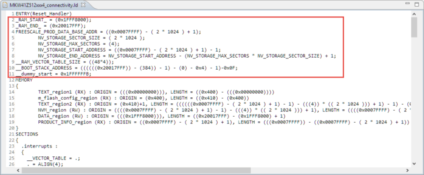 Linker File Variables in KDS Linker file | MCU on Eclipse