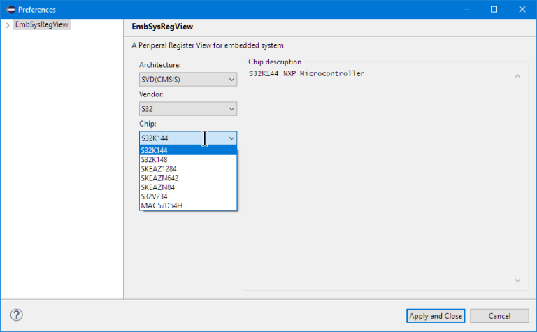 Adding CMSIS-SVD Files to EmbSysRegView 0.2.6.r192 and Eclipse | MCU on Eclipse