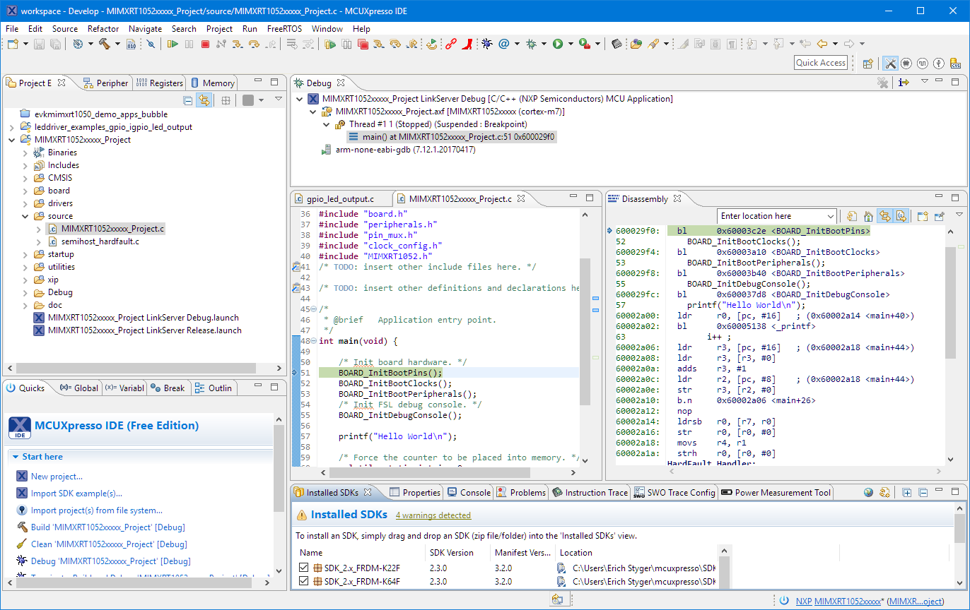 Debugging Hello World | MCU on Eclipse