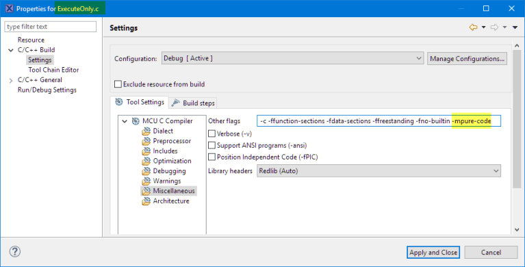 Execute-Only Code with GNU and gcc | MCU on Eclipse
