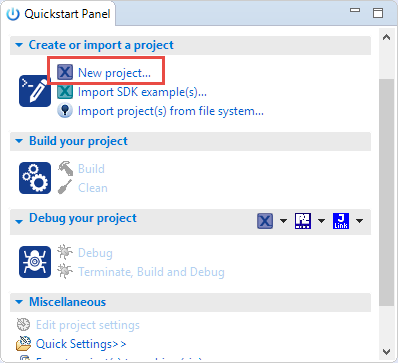 Quickstart new Project | MCU on Eclipse