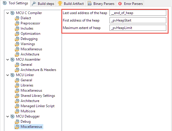 Heap Symbols | MCU on Eclipse