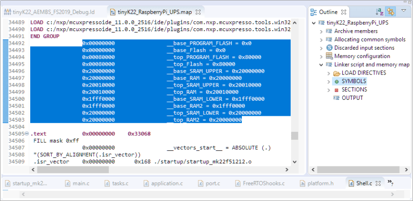 Map file with outline view | MCU on Eclipse