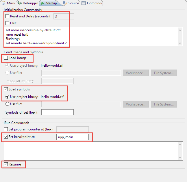 Debugger Startup Settings | MCU on Eclipse