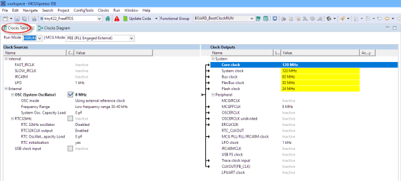 Tutorial: Maximum Clock Frequency for Kinetis using MCUXpresso Clock Tools | MCU on Eclipse