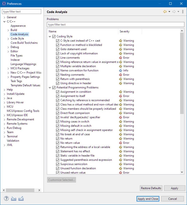 Eclipse CODAN (Static Code Analysis) for C/C++ | MCU on Eclipse