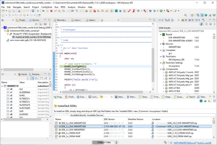 debugging-hello-world-project | MCU on Eclipse