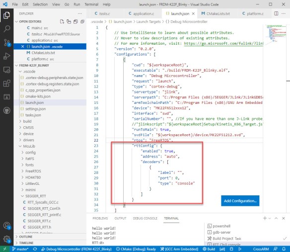 Visual Studio Code for C/C++ with ARM Cortex-M: Part 9 – RTT | MCU on ...