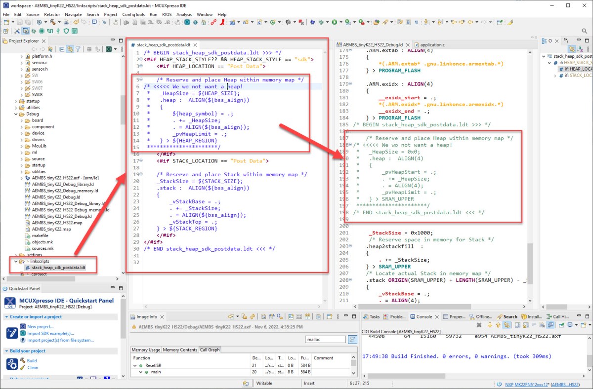 How to make sure no Dynamic Memory is used | MCU on Eclipse
