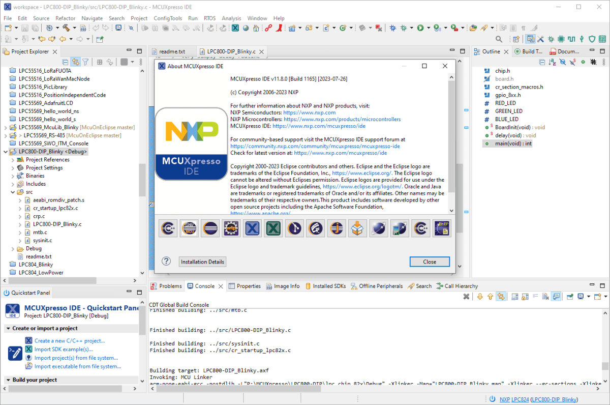 MCUXpresso IDE 11.8.0 | MCU on Eclipse