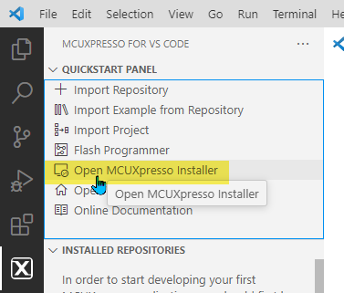 VS Code: MCUXpresso Installer | MCU on Eclipse