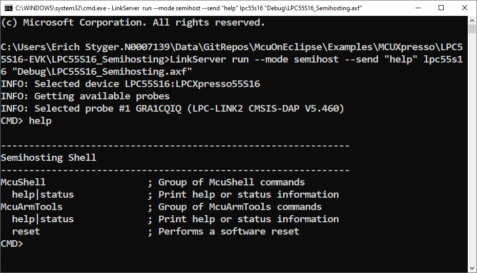 Standalone Semihosting Host-Target Console with CI/CD Runner and CMSIS-DAP | MCU on Eclipse
